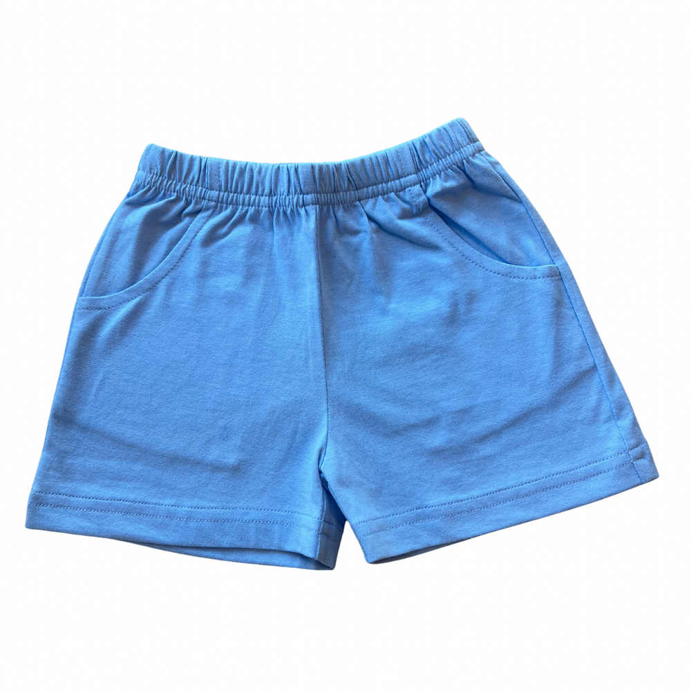 Light Blue Jersey Front Pocket Short